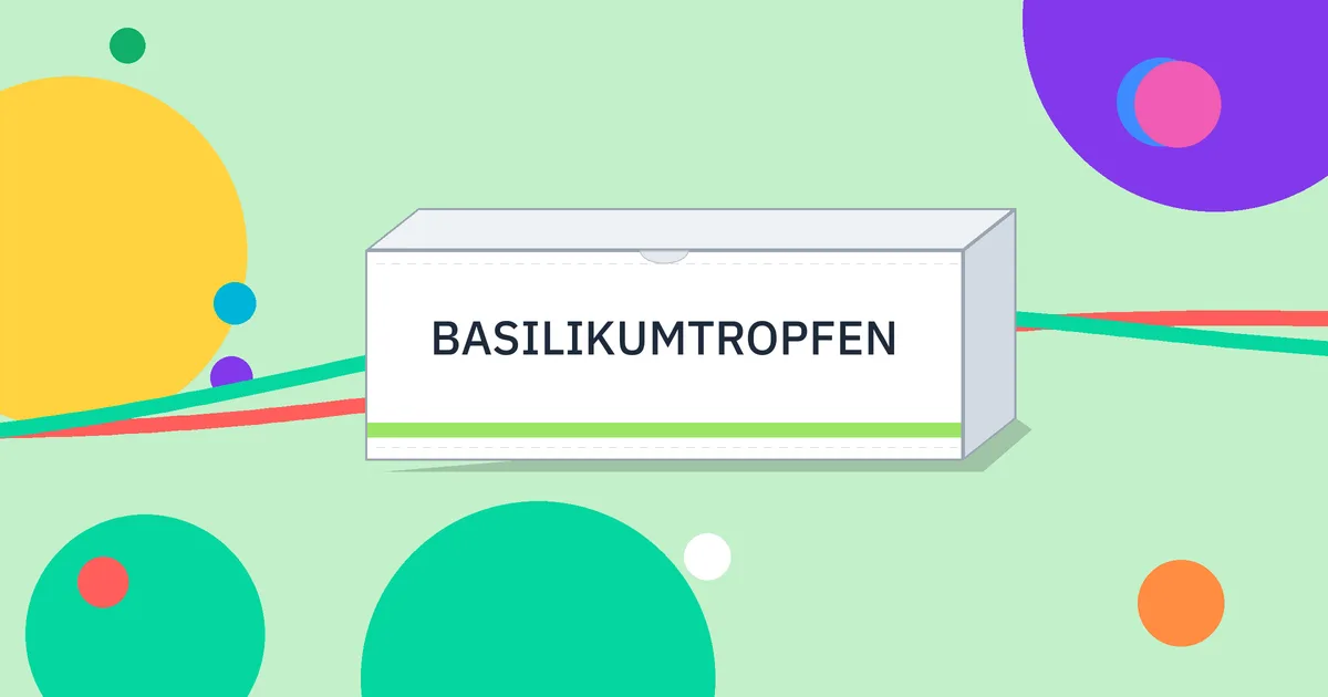 Symbolbild: Packung mit der Aufschrift BASILIKUMTROPFEN (PZN 14282114) – Verfügbarkeit und Bezug in Apotheken in Frankfurt am Main