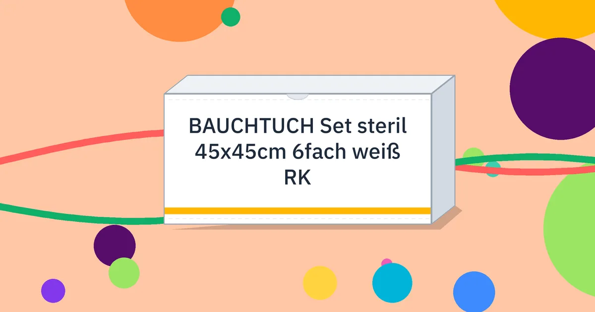 Symbolbild: Packung mit der Aufschrift BAUCHTUCH Set steril 45x45cm 6fach weiß RK (PZN 05018022) – Verfügbarkeit und Bezug in Apotheken in Frankfurt am Main