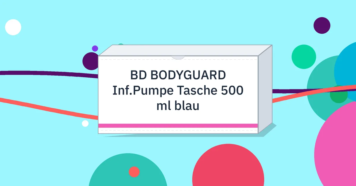 Symbolbild: Packung mit der Aufschrift BD BODYGUARD Inf.Pumpe Tasche 500 ml blau (PZN 18750960) – Verfügbarkeit und Bezug in Apotheken in Frankfurt am Main