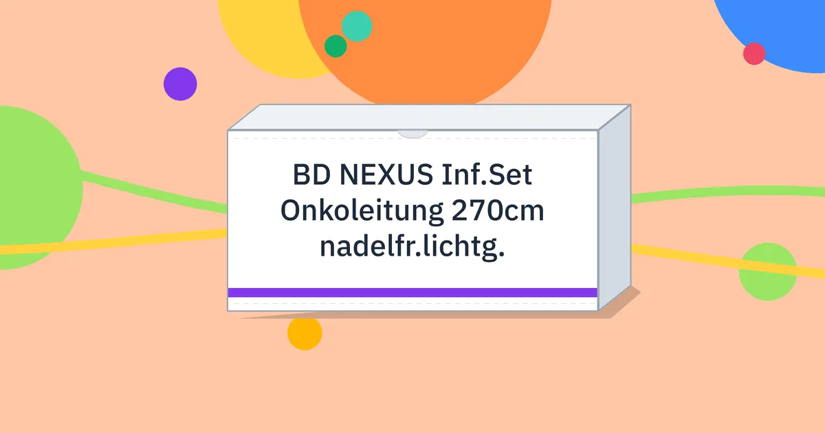 Symbolbild: Packung mit der Aufschrift BD NEXUS Inf.Set Onkoleitung 270cm nadelfr.lichtg. (PZN 19302005) – Verfügbarkeit und Bezug in Apotheken in Frankfurt am Main
