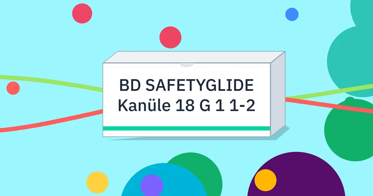 Symbolbild: Packung mit der Aufschrift BD SAFETYGLIDE Kanüle 18 G 1 1-2 (PZN 08848190) – Verfügbarkeit und Bezug in Apotheken in Frankfurt am Main