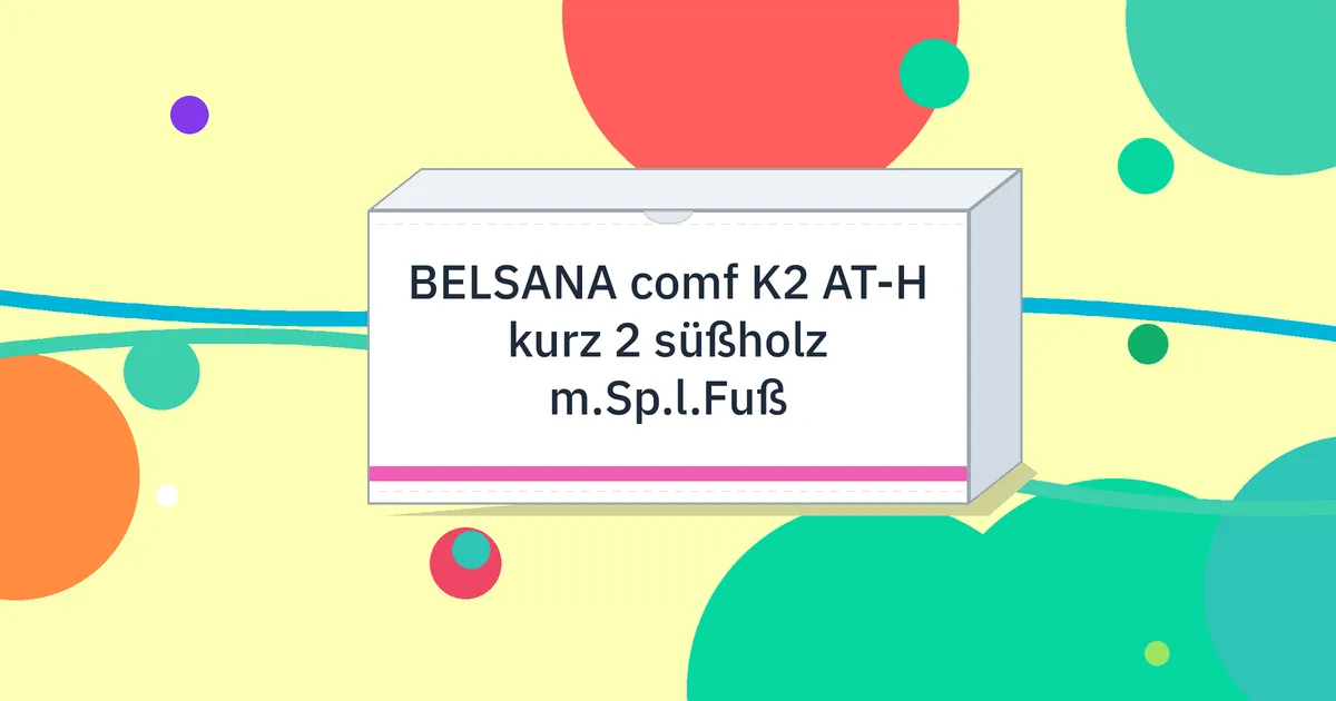 Symbolbild: Packung mit der Aufschrift BELSANA comf K2 AT-H kurz 2 süßholz m.Sp.l.Fuß (PZN 12328875) – Verfügbarkeit und Bezug in Apotheken in Frankfurt am Main