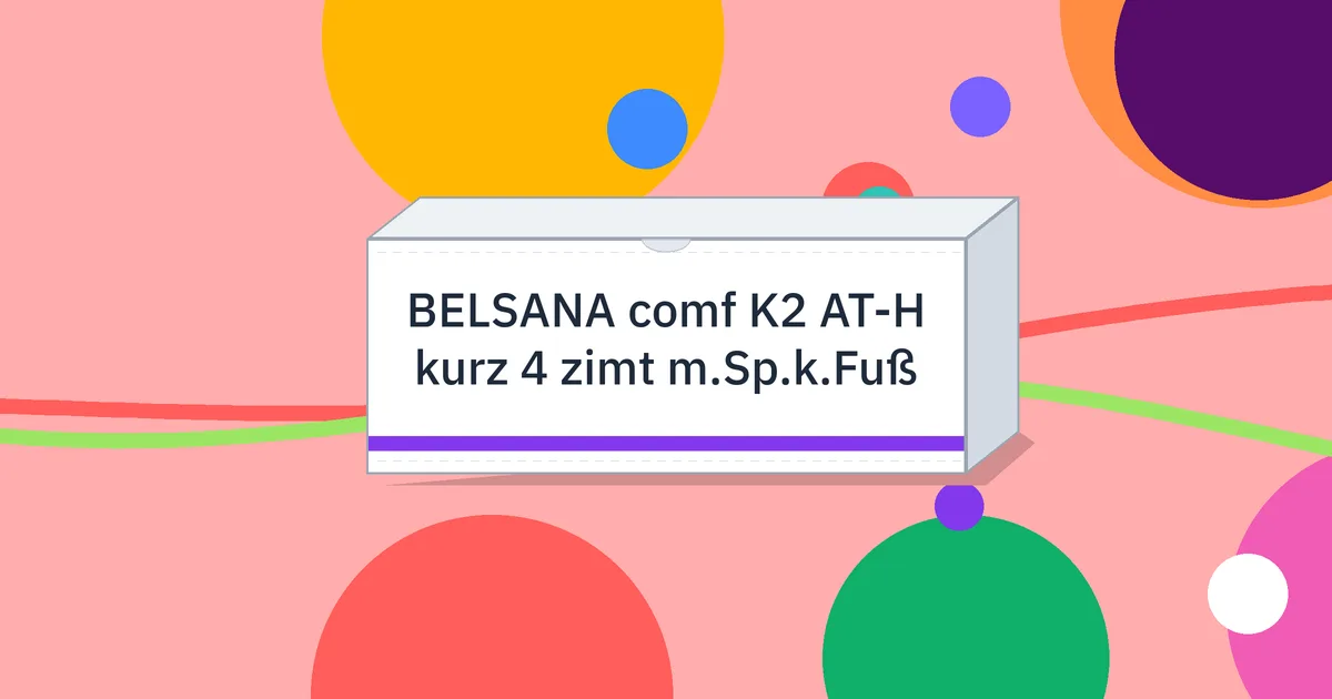 Symbolbild: Packung mit der Aufschrift BELSANA comf K2 AT-H kurz 4 zimt m.Sp.k.Fuß (PZN 12330530) – Verfügbarkeit und Bezug in Apotheken in Frankfurt am Main