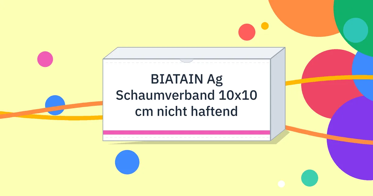 Symbolbild: Packung mit der Aufschrift BIATAIN Ag Schaumverband 10x10 cm nicht haftend (PZN 18122904) – Verfügbarkeit und Bezug in Apotheken in Frankfurt am Main