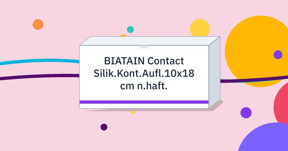 Symbolbild: Packung mit der Aufschrift BIATAIN Contact Silik.Kont.Aufl.10x18 cm n.haft. (PZN 16363325) – Verfügbarkeit und Bezug in Apotheken in Frankfurt am Main