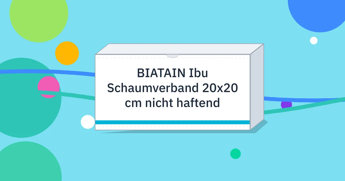 Symbolbild: Packung mit der Aufschrift BIATAIN Ibu Schaumverband 20x20 cm nicht haftend (PZN 19474775) – Verfügbarkeit und Bezug in Apotheken in Frankfurt am Main