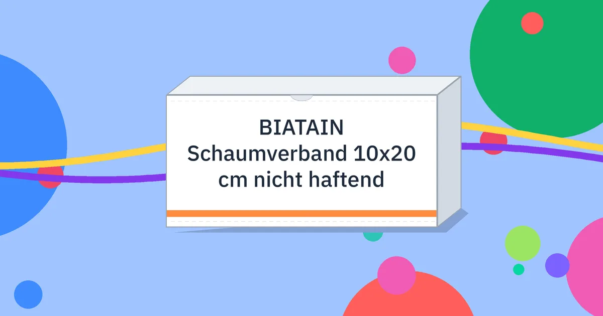 Symbolbild: Packung mit der Aufschrift BIATAIN Schaumverband 10x20 cm nicht haftend (PZN 12728184) – Verfügbarkeit und Bezug in Apotheken in Frankfurt am Main