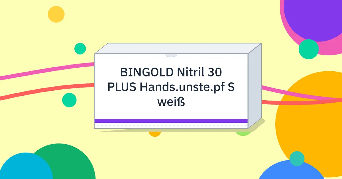 Symbolbild: Packung mit der Aufschrift BINGOLD Nitril 30 PLUS Hands.unste.pf S weiß (PZN 14293193) – Verfügbarkeit und Bezug in Apotheken in Frankfurt am Main