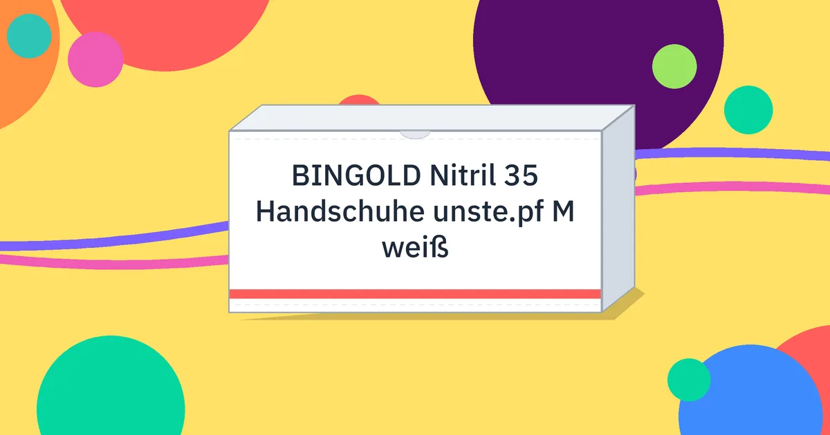 Symbolbild: Packung mit der Aufschrift BINGOLD Nitril 35 Handschuhe unste.pf M weiß (PZN 19472285) – Verfügbarkeit und Bezug in Apotheken in Frankfurt am Main