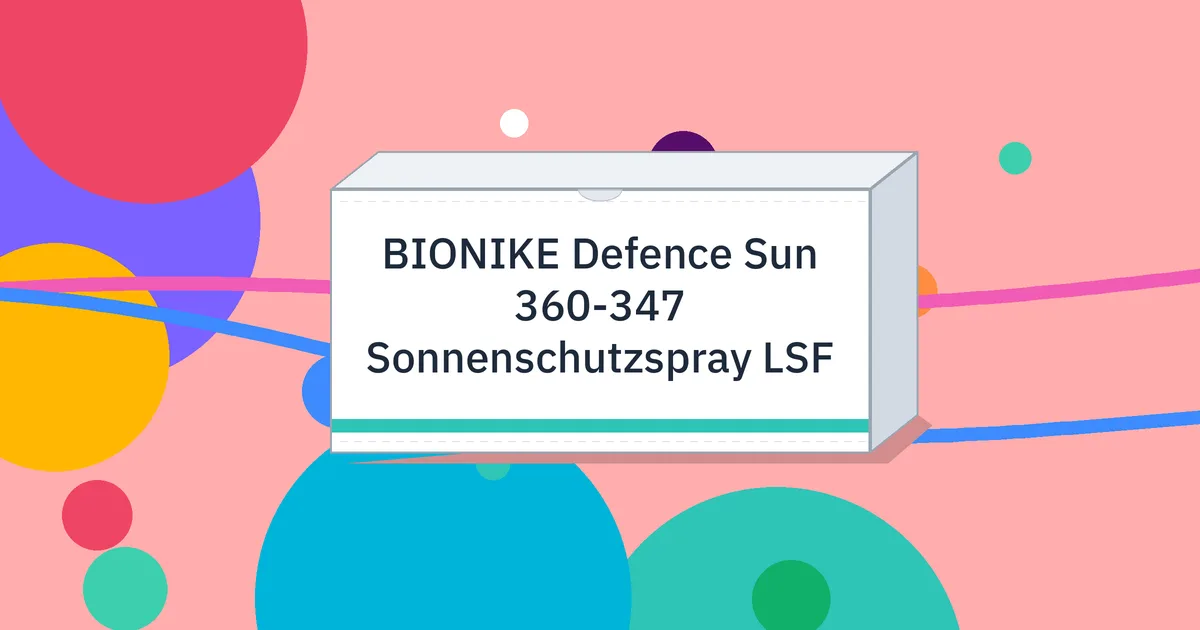 Symbolbild: Packung mit der Aufschrift BIONIKE Defence Sun 360-347 Sonnenschutzspray LSF (PZN 15383722) – Verfügbarkeit und Bezug in Apotheken in Frankfurt am Main