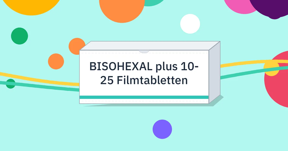 Symbolbild: Packung mit der Aufschrift BISOHEXAL plus 10-25 Filmtabletten (PZN 02426588) – Verfügbarkeit und Bezug in Apotheken in Frankfurt am Main