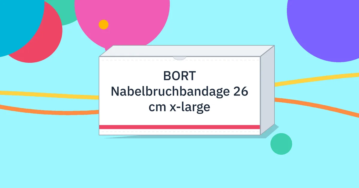 Symbolbild: Packung mit der Aufschrift BORT Nabelbruchbandage 26 cm x-large (PZN 20105681) – Verfügbarkeit und Bezug in Apotheken in Frankfurt am Main