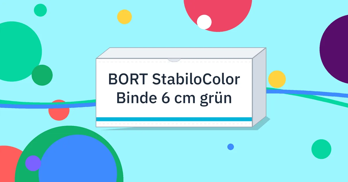 Symbolbild: Packung mit der Aufschrift BORT StabiloColor Binde 6 cm grün (PZN 08830913) – Verfügbarkeit und Bezug in Apotheken in Frankfurt am Main