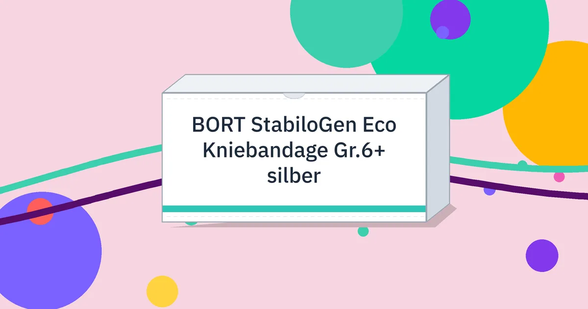 Symbolbild: Packung mit der Aufschrift BORT StabiloGen Eco Kniebandage Gr.6+ silber (PZN 16845432) – Verfügbarkeit und Bezug in Apotheken in Frankfurt am Main