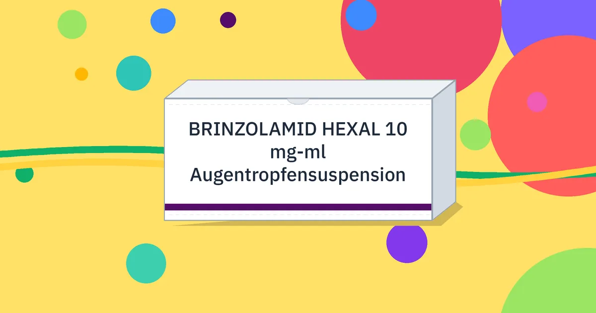 Symbolbild: Packung mit der Aufschrift BRINZOLAMID HEXAL 10 mg-ml Augentropfensuspension (PZN 10410302) – Verfügbarkeit und Bezug in Apotheken in Frankfurt am Main