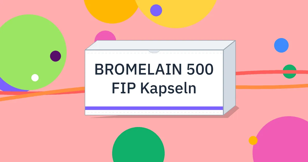 Symbolbild: Packung mit der Aufschrift BROMELAIN 500 FIP Kapseln (PZN 18665326) – Verfügbarkeit und Bezug in Apotheken in Frankfurt am Main
