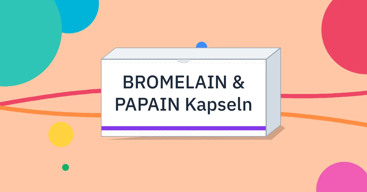 Symbolbild: Packung mit der Aufschrift BROMELAIN & PAPAIN Kapseln (PZN 18650721) – Verfügbarkeit und Bezug in Apotheken in Frankfurt am Main