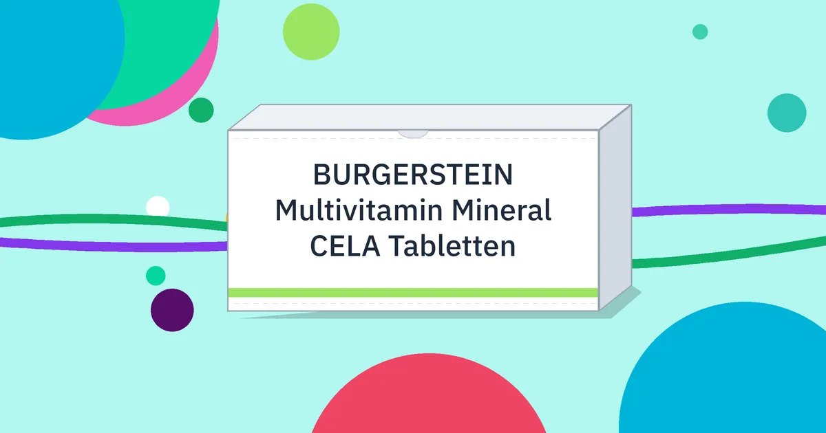 Symbolbild: Packung mit der Aufschrift BURGERSTEIN Multivitamin Mineral CELA Tabletten (PZN 14303744) – Verfügbarkeit und Bezug in Apotheken in Frankfurt am Main