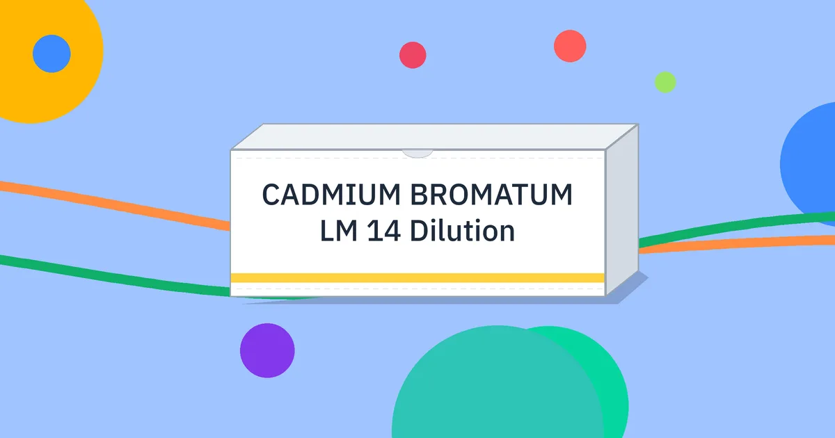 Symbolbild: Packung mit der Aufschrift CADMIUM BROMATUM LM 14 Dilution (PZN 12797854) – Verfügbarkeit und Bezug in Apotheken in Frankfurt am Main