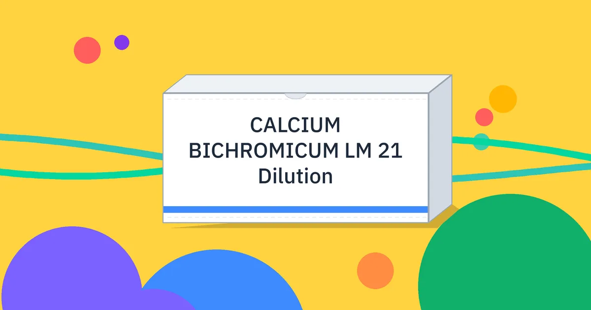 Symbolbild: Packung mit der Aufschrift CALCIUM BICHROMICUM LM 21 Dilution (PZN 13407536) – Verfügbarkeit und Bezug in Apotheken in Frankfurt am Main
