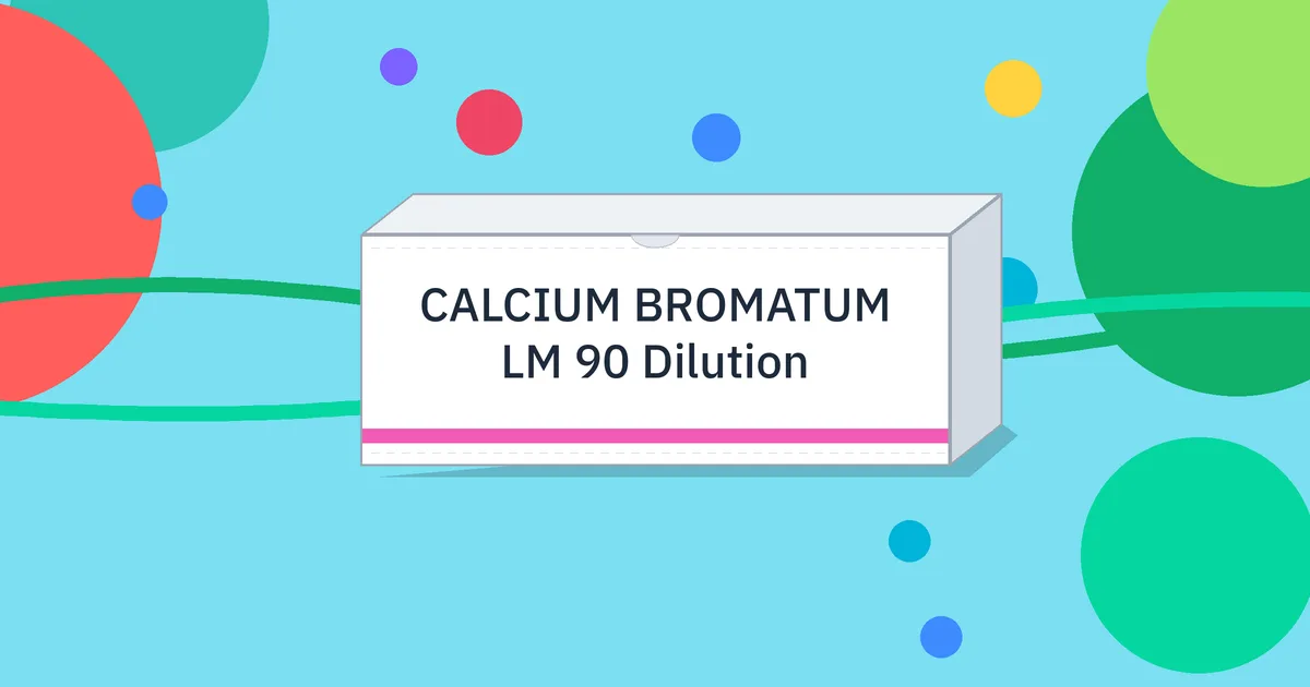 Symbolbild: Packung mit der Aufschrift CALCIUM BROMATUM LM 90 Dilution (PZN 13408151) – Verfügbarkeit und Bezug in Apotheken in Frankfurt am Main