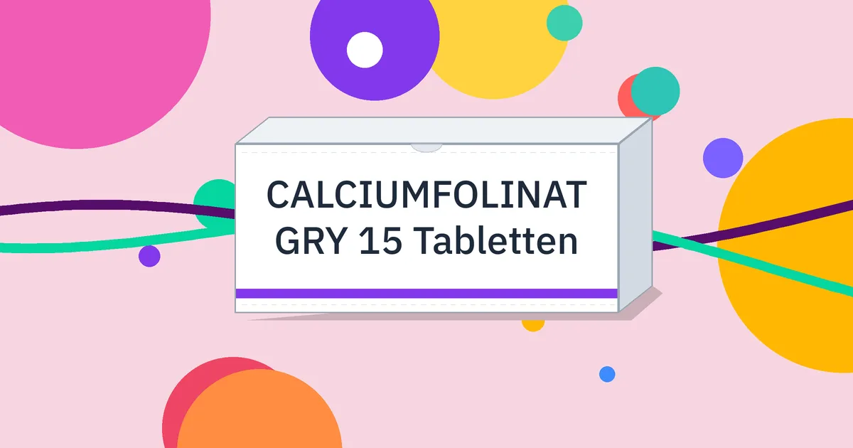 Symbolbild: Packung mit der Aufschrift CALCIUMFOLINAT GRY 15 Tabletten (PZN 07691361) – Verfügbarkeit und Bezug in Apotheken in Frankfurt am Main