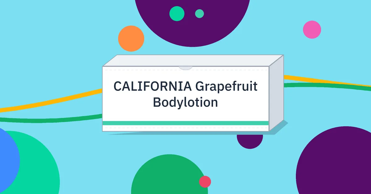 Symbolbild: Packung mit der Aufschrift CALIFORNIA Grapefruit Bodylotion (PZN 13825883) – Verfügbarkeit und Bezug in Apotheken in Frankfurt am Main