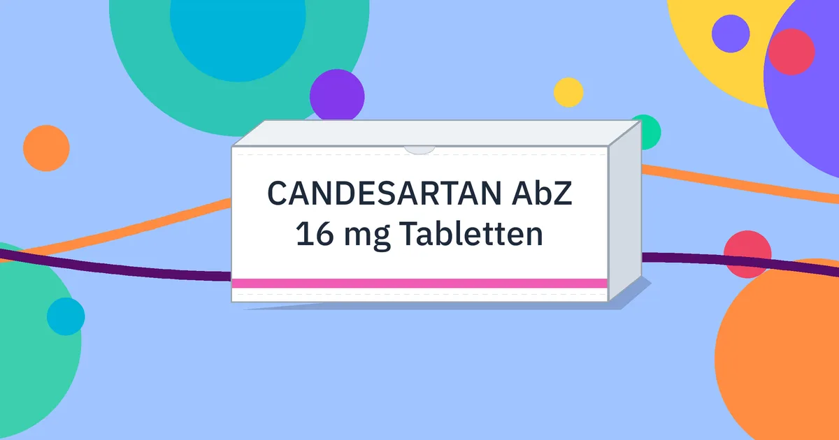 Symbolbild: Packung mit der Aufschrift CANDESARTAN AbZ 16 mg Tabletten (PZN 09074974) – Verfügbarkeit und Bezug in Apotheken in Frankfurt am Main