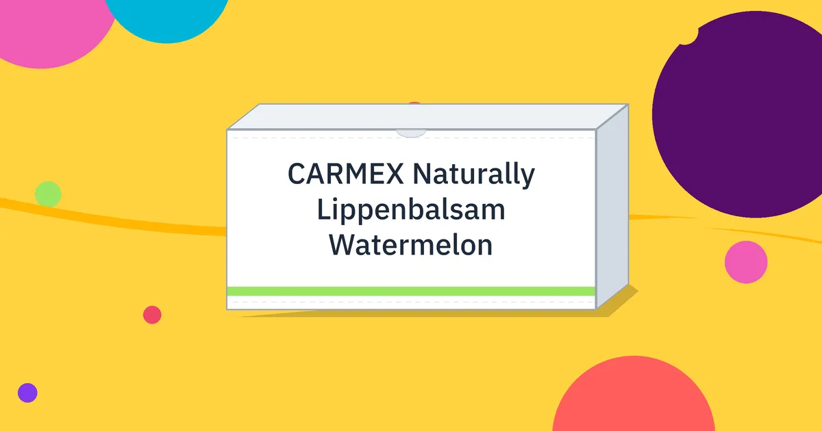 Symbolbild: Packung mit der Aufschrift CARMEX Naturally Lippenbalsam Watermelon (PZN 18748006) – Verfügbarkeit und Bezug in Apotheken in Frankfurt am Main