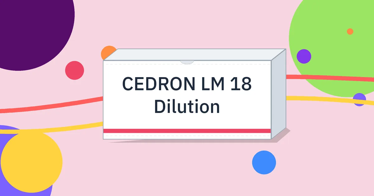 Symbolbild: Packung mit der Aufschrift CEDRON LM 18 Dilution (PZN 13435768) – Verfügbarkeit und Bezug in Apotheken in Frankfurt am Main