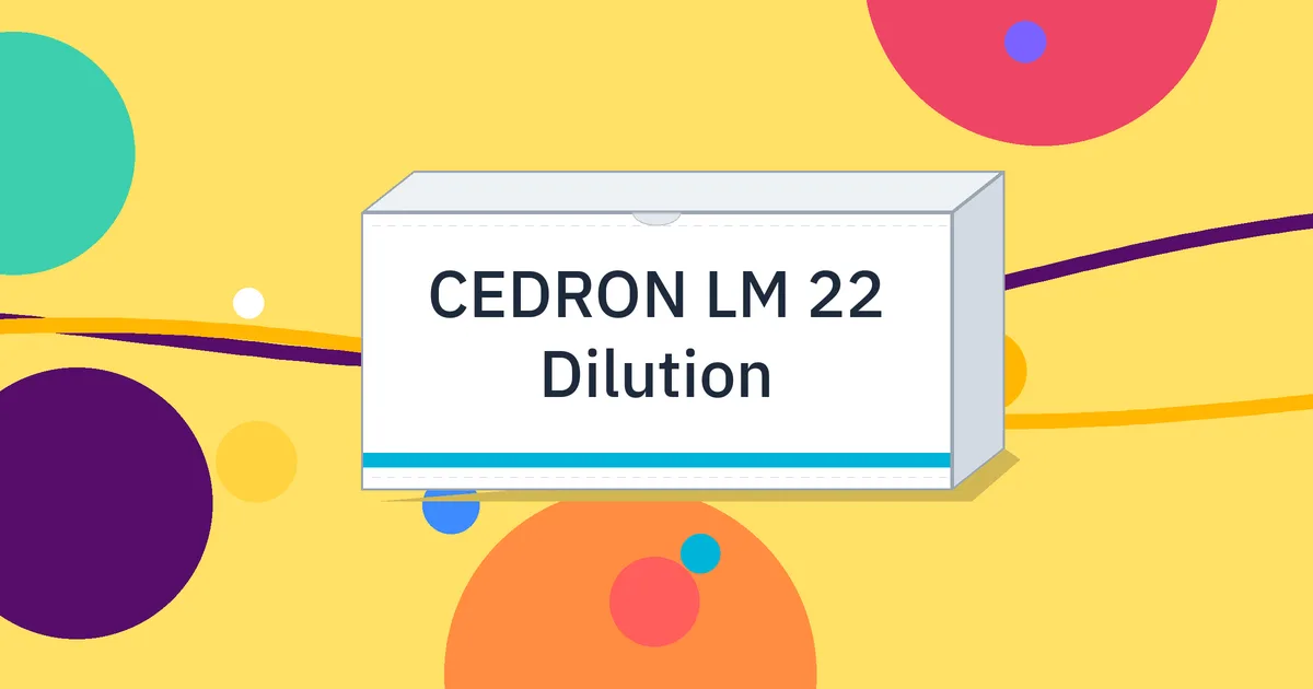 Symbolbild: Packung mit der Aufschrift CEDRON LM 22 Dilution (PZN 13435805) – Verfügbarkeit und Bezug in Apotheken in Frankfurt am Main