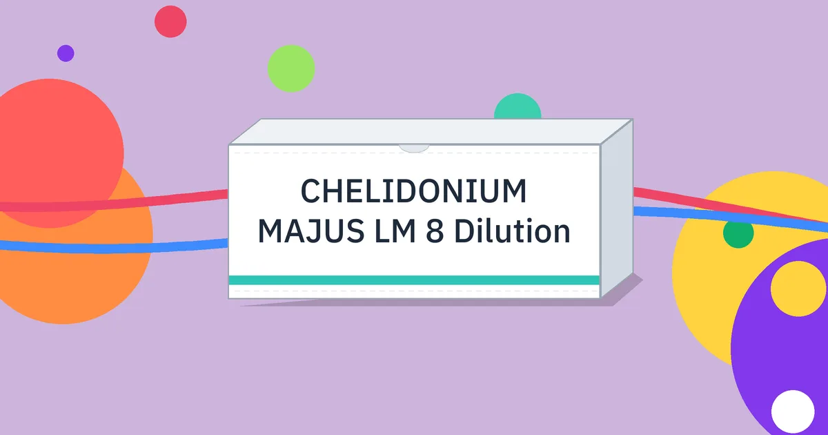 Symbolbild: Packung mit der Aufschrift CHELIDONIUM MAJUS LM 8 Dilution (PZN 12812890) – Verfügbarkeit und Bezug in Apotheken in Frankfurt am Main