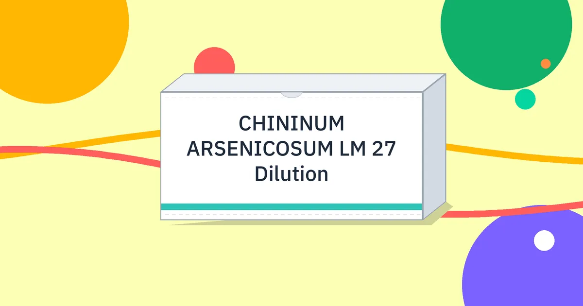 Symbolbild: Packung mit der Aufschrift CHININUM ARSENICOSUM LM 27 Dilution (PZN 12814877) – Verfügbarkeit und Bezug in Apotheken in Frankfurt am Main