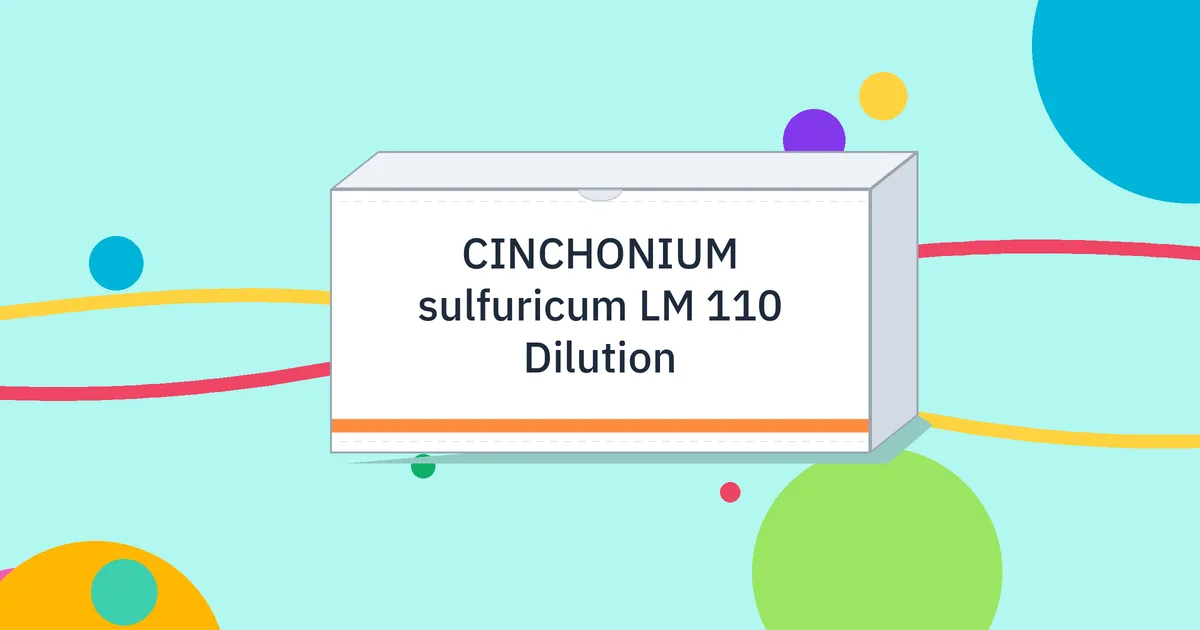 Symbolbild: Packung mit der Aufschrift CINCHONIUM sulfuricum LM 110 Dilution (PZN 13446720) – Verfügbarkeit und Bezug in Apotheken in Frankfurt am Main