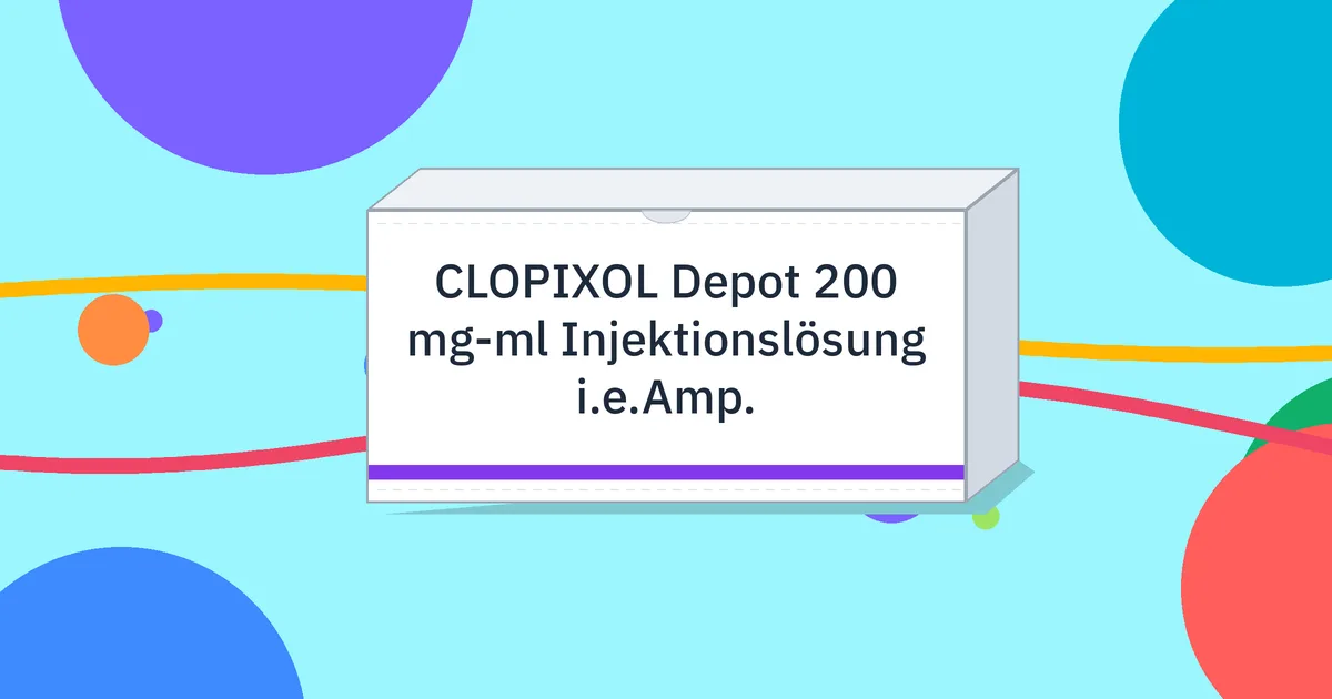 Symbolbild: Packung mit der Aufschrift CLOPIXOL Depot 200 mg-ml Injektionslösung i.e.Amp. (PZN 01125028) – Verfügbarkeit und Bezug in Apotheken in Frankfurt am Main