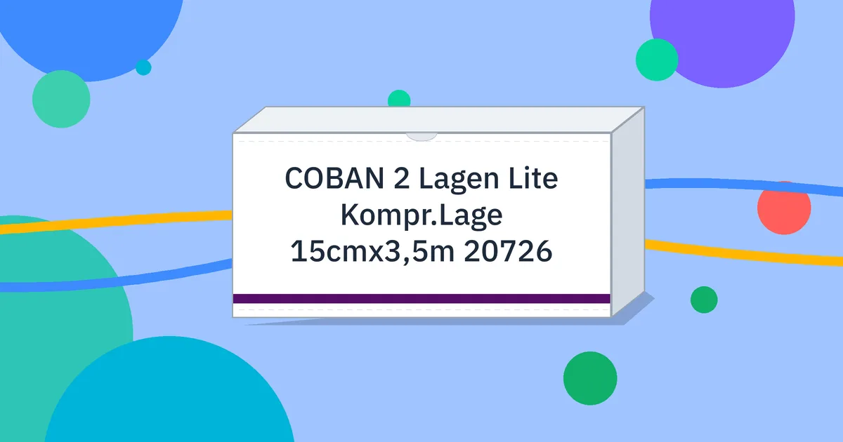 Symbolbild: Packung mit der Aufschrift COBAN 2 Lagen Lite Kompr.Lage 15cmx3,5m 20726 (PZN 07515730) – Verfügbarkeit und Bezug in Apotheken in Frankfurt am Main