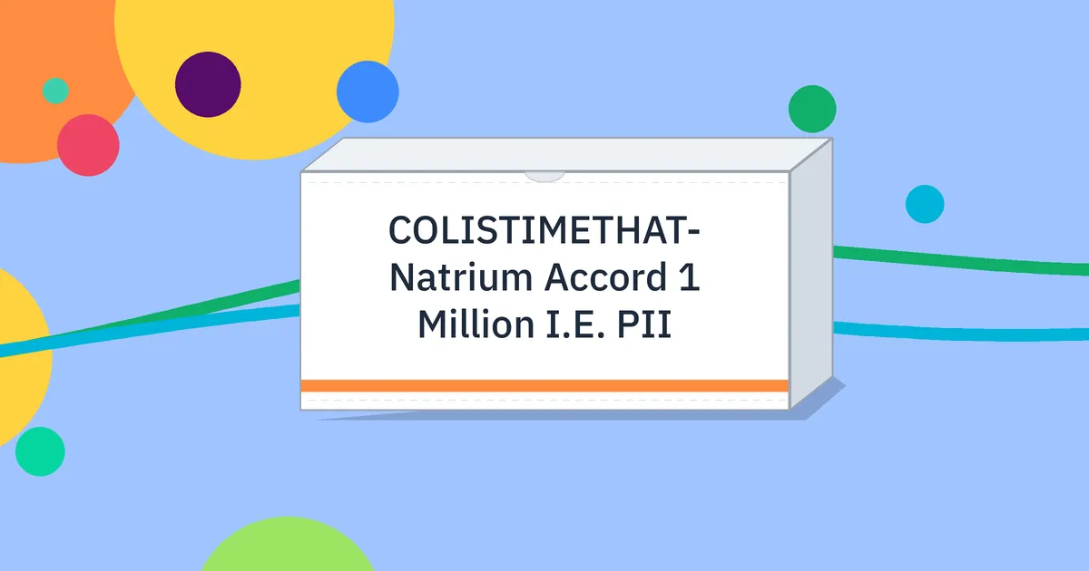Symbolbild: Packung mit der Aufschrift COLISTIMETHAT-Natrium Accord 1 Million I.E. PII (PZN 19927202) – Verfügbarkeit und Bezug in Apotheken in Frankfurt am Main