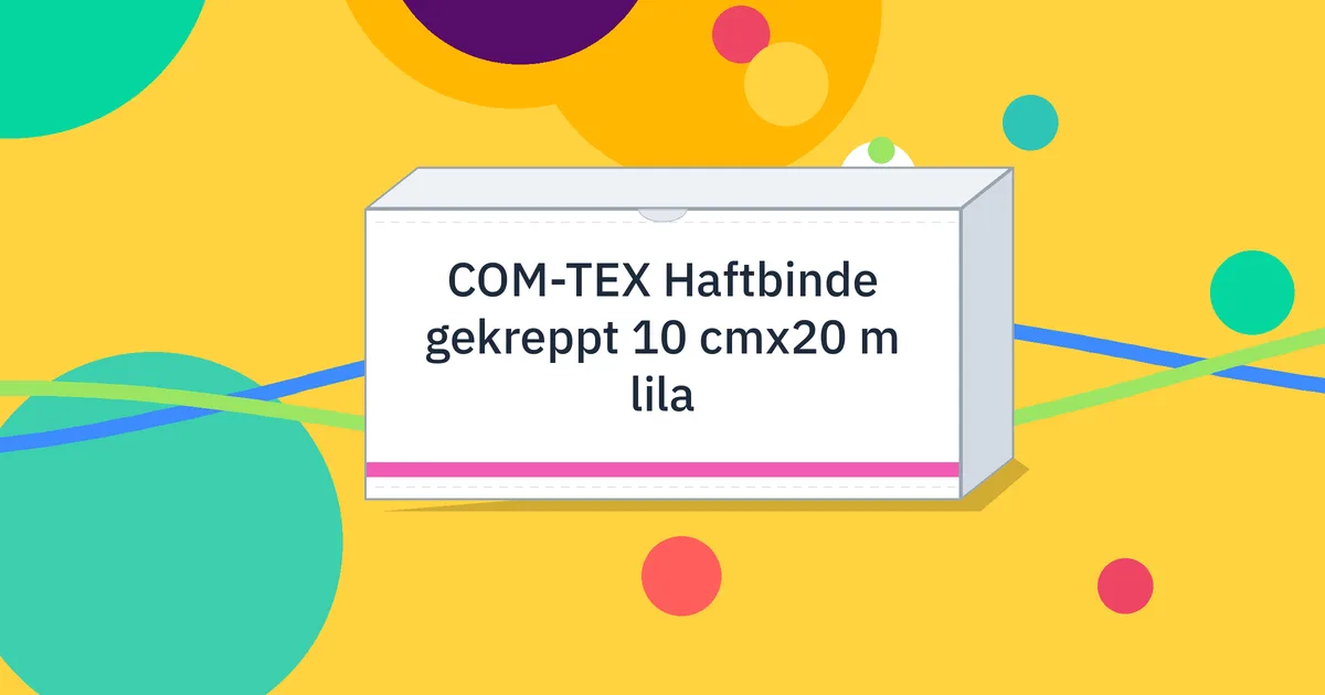 Symbolbild: Packung mit der Aufschrift COM-TEX Haftbinde gekreppt 10 cmx20 m lila (PZN 08824717) – Verfügbarkeit und Bezug in Apotheken in Frankfurt am Main