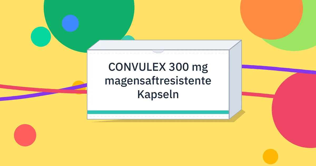 Symbolbild: Packung mit der Aufschrift CONVULEX 300 mg magensaftresistente Kapseln (PZN 13358571) – Verfügbarkeit und Bezug in Apotheken in Frankfurt am Main