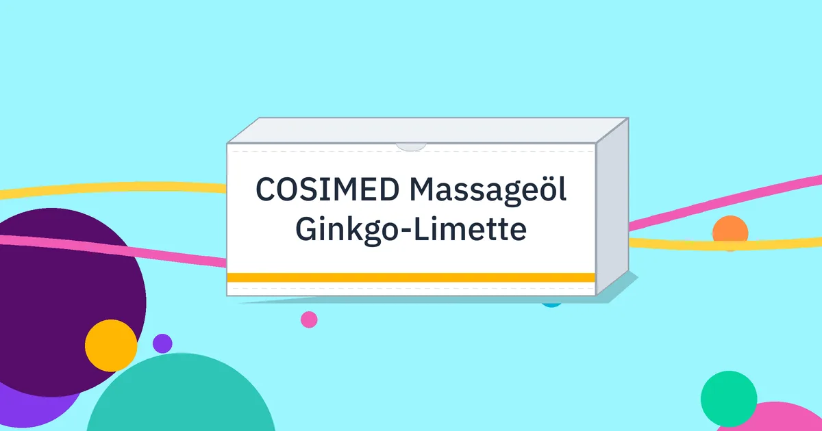 Symbolbild: Packung mit der Aufschrift COSIMED Massageöl Ginkgo-Limette (PZN 15746171) – Verfügbarkeit und Bezug in Apotheken in Frankfurt am Main