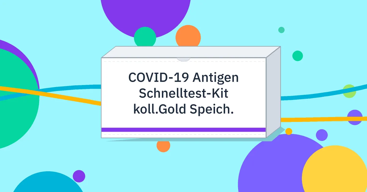 Symbolbild: Packung mit der Aufschrift COVID-19 Antigen Schnelltest-Kit koll.Gold Speich. (PZN 17252869) – Verfügbarkeit und Bezug in Apotheken in Frankfurt am Main