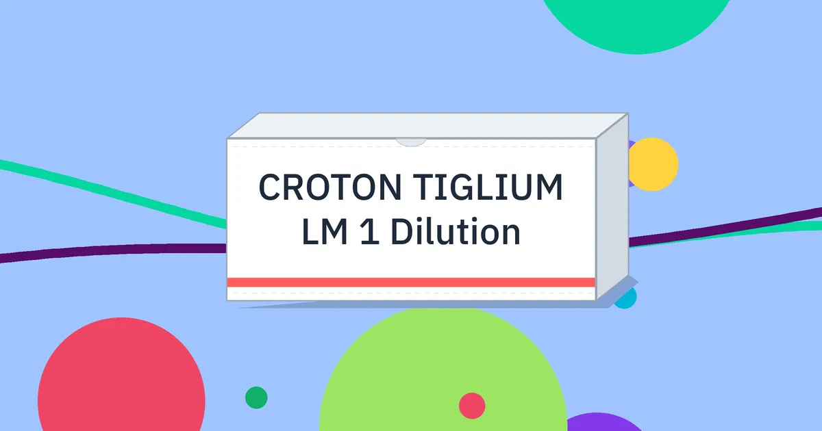 Symbolbild: Packung mit der Aufschrift CROTON TIGLIUM LM 1 Dilution (PZN 12836241) – Verfügbarkeit und Bezug in Apotheken in Frankfurt am Main