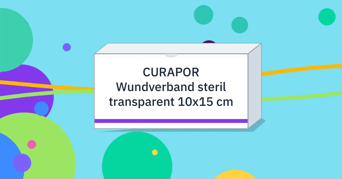 Symbolbild: Packung mit der Aufschrift CURAPOR Wundverband steril transparent 10x15 cm (PZN 17831544) – Verfügbarkeit und Bezug in Apotheken in Frankfurt am Main
