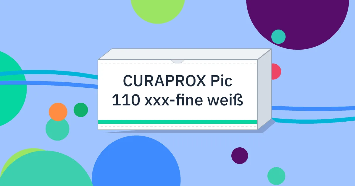 Symbolbild: Packung mit der Aufschrift CURAPROX Pic 110 xxx-fine weiß (PZN 00258566) – Verfügbarkeit und Bezug in Apotheken in Frankfurt am Main