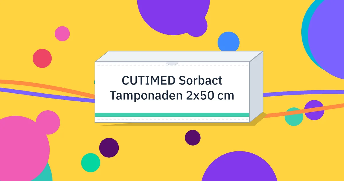 Symbolbild: Packung mit der Aufschrift CUTIMED Sorbact Tamponaden 2x50 cm (PZN 17376956) – Verfügbarkeit und Bezug in Apotheken in Frankfurt am Main