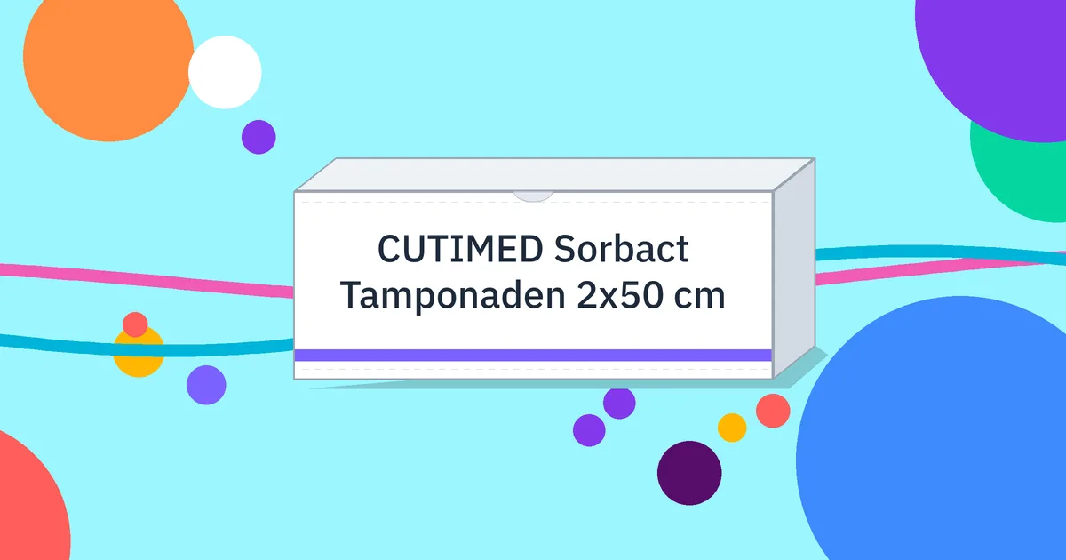 Symbolbild: Packung mit der Aufschrift CUTIMED Sorbact Tamponaden 2x50 cm (PZN 20540112) – Verfügbarkeit und Bezug in Apotheken in Frankfurt am Main