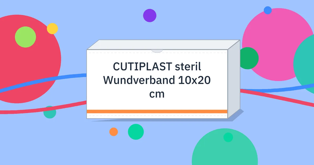 Symbolbild: Packung mit der Aufschrift CUTIPLAST steril Wundverband 10x20 cm (PZN 18051825) – Verfügbarkeit und Bezug in Apotheken in Frankfurt am Main