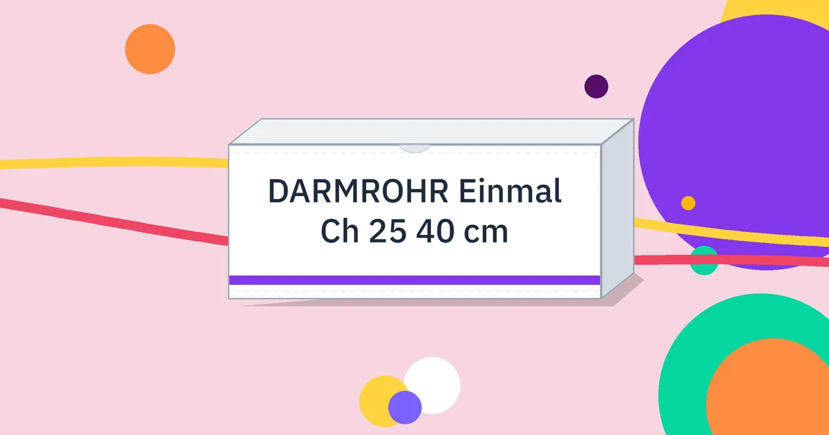 Symbolbild: Packung mit der Aufschrift DARMROHR Einmal Ch 25 40 cm (PZN 10082950) – Verfügbarkeit und Bezug in Apotheken in Frankfurt am Main