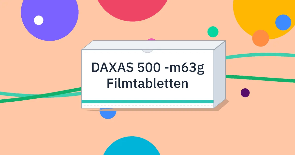 Symbolbild: Packung mit der Aufschrift DAXAS 500 -m63g Filmtabletten (PZN 06563661) – Verfügbarkeit und Bezug in Apotheken in Frankfurt am Main