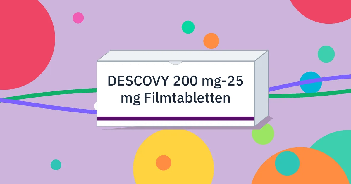 Symbolbild: Packung mit der Aufschrift DESCOVY 200 mg-25 mg Filmtabletten (PZN 16504079) – Verfügbarkeit und Bezug in Apotheken in Frankfurt am Main
